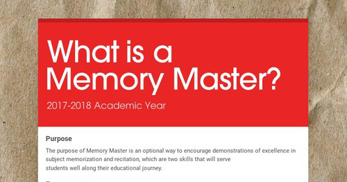 What is a Memory Master? | Smore Newsletters