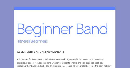 Beginner Band | Smore Newsletters for Education