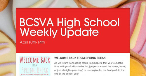 BCSVA High School Weekly Update | Smore Newsletters for Education