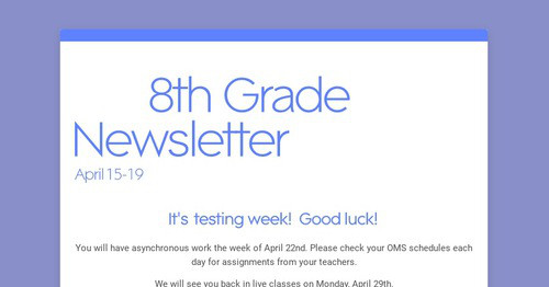8th Grade Newsletter | Smore Newsletters