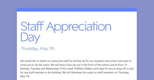 Staff Appreciation Day | Smore Newsletters for Education