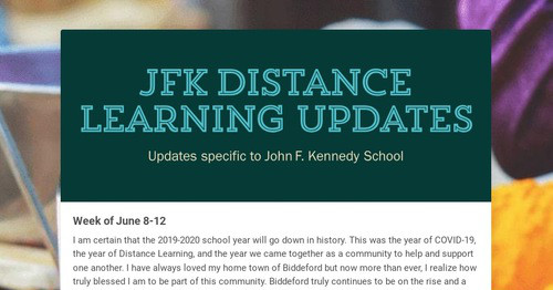 JFK Distance Learning Updates | Smore Newsletters