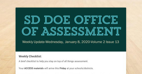 SD DOE Office of Assessment | Smore Newsletters