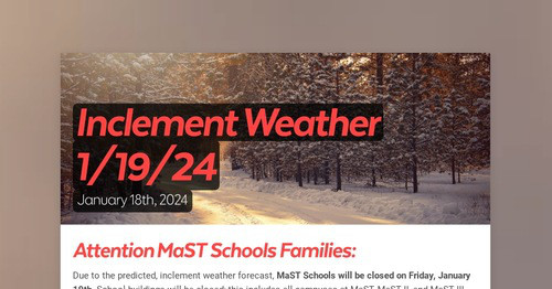 Inclement Weather 1/19/24 | Smore Newsletters