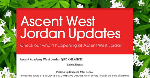 Ascent West Jordan Updates | Smore Newsletters