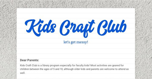 Kids Craft Club | Smore Newsletters