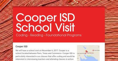 Cooper ISD School Visit | Smore Newsletters for Education