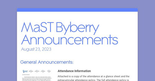MaST Byberry Announcements | Smore Newsletters