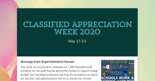 Classified Appreciation Week 2020