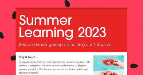 Summer Learning 2023 | Smore