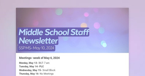 Middle School Staff Newsletter | Smore Newsletters for Education
