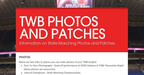 TWB PHOTOS AND PATCHES | Smore Newsletters