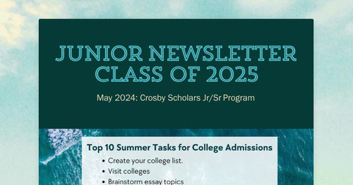 Junior Newsletter Class of 2025 | Smore Newsletters