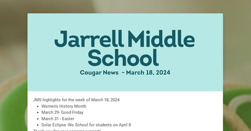 Jarrell Middle School | Smore Newsletters for Education