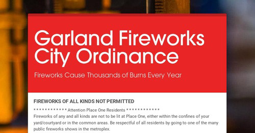 Garland Fireworks City Ordinance | Smore Newsletters
