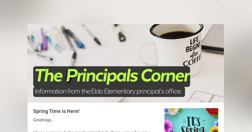 The Principals Corner | Smore Newsletters for Education