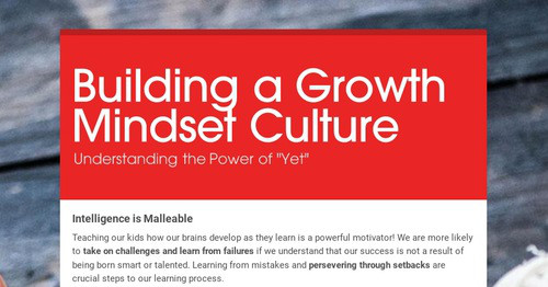 Building a Growth Mindset Culture | Smore Newsletters for Education