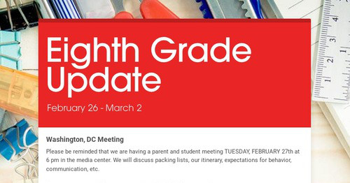 Eighth Grade Update | Smore Newsletters