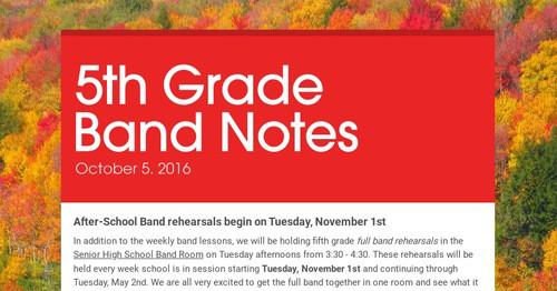 5th Grade Band Notes | Smore Newsletters for Education