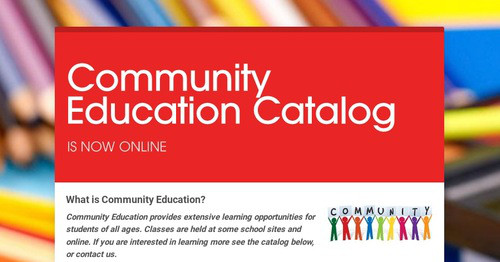 Community Education Catalog | Smore Newsletters