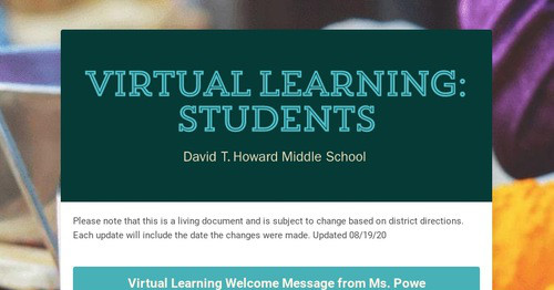 Virtual Learning: Students