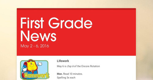 First Grade News | Smore Newsletters