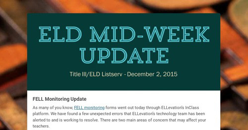 ELD Mid-Week Update | Smore Newsletters