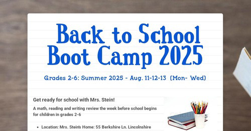 Back to School Boot Camp 2025