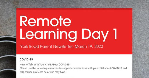 Remote Learning Day 1 | Smore Newsletters for Business