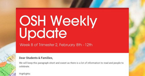 OSH Weekly Update | Smore Newsletters for Education