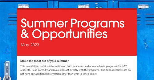 Summer Programs & Opportunities | Smore Newsletters for Education