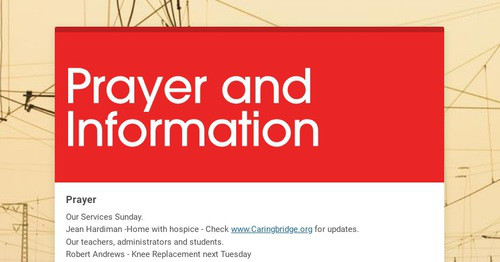 Prayer and Information | Smore Newsletters