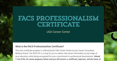 FACS Professionalism Certificate | Smore Newsletters