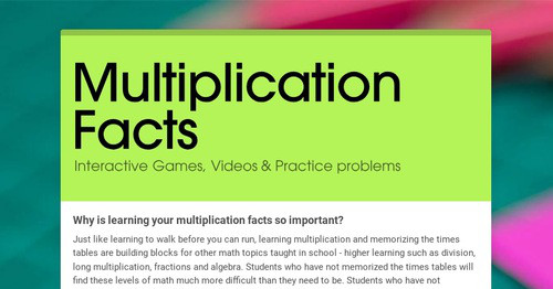 Multiplication Facts | Smore Newsletters for Education