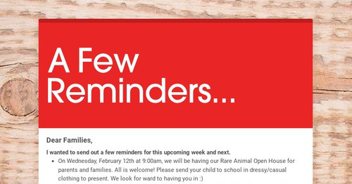 A Few Reminders... | Smore Newsletters