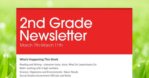 2nd Grade Newsletter | Smore Newsletters