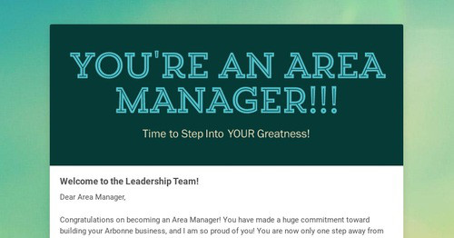 You're an AREA MANAGER!!! | Smore Newsletters