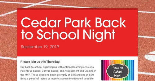 Cedar Park Back to School Night | Smore Newsletters