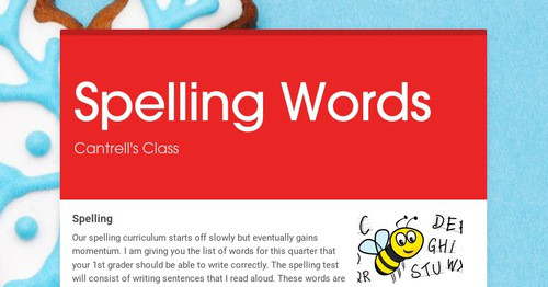 Spelling Words | Smore Newsletters