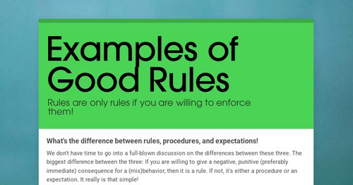 Examples of Good Rules | Smore Newsletters for Education