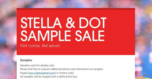 STELLA & DOT SAMPLE SALE | Smore Newsletters