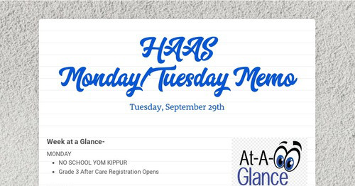 HAAS Monday/Tuesday Memo | Smore Newsletters for Education
