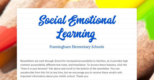 Social Emotional Learning | Smore Newsletters
