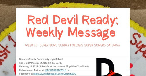 Red Devil Ready: Weekly Message