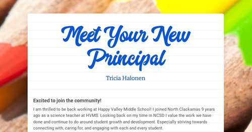Meet Your New Principal | Smore Newsletters