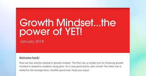 Growth Mindset...the power of YET! | Smore Newsletters
