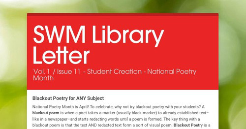 SWM Library Letter | Smore Newsletters
