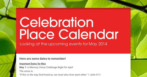 Celebration Place Calendar | Smore Newsletters