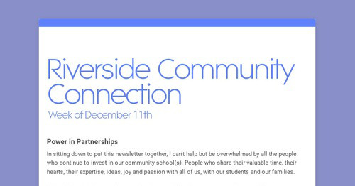 Riverside Community Connection | Smore Newsletters