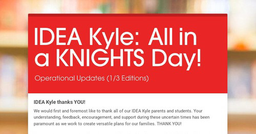 IDEA Kyle: All in a KNIGHTS Day! | Smore Newsletters